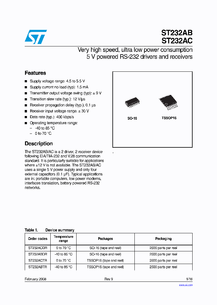 ST232AB_4316700.PDF Datasheet Download --- IC-ON-LINE