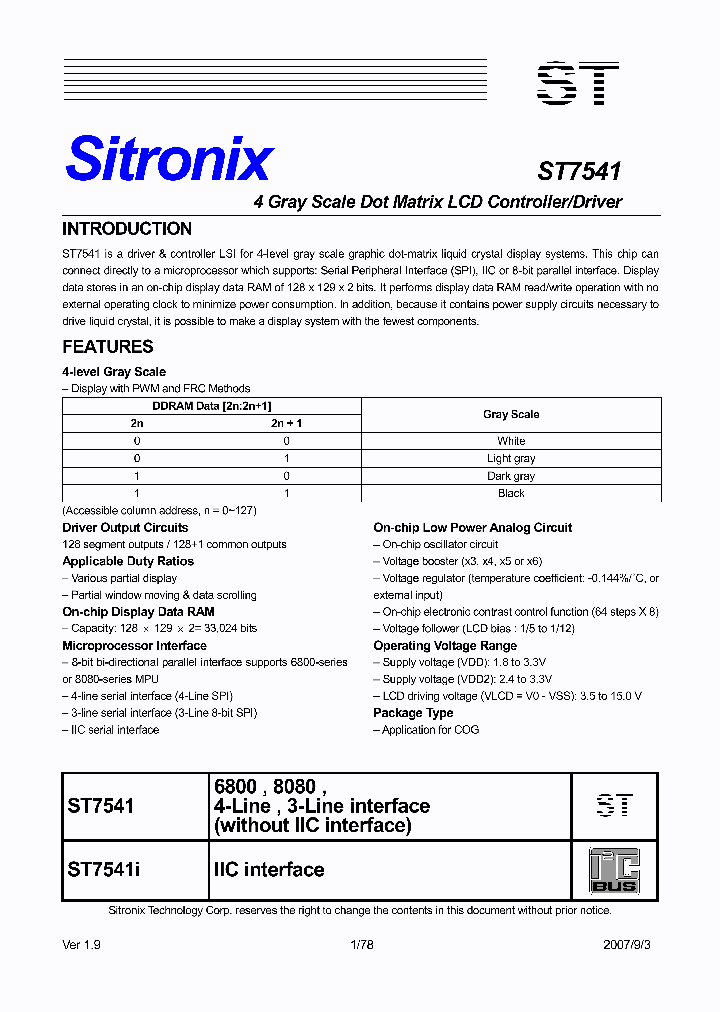 ST7541_4848949.PDF Datasheet Download --- IC-ON-LINE