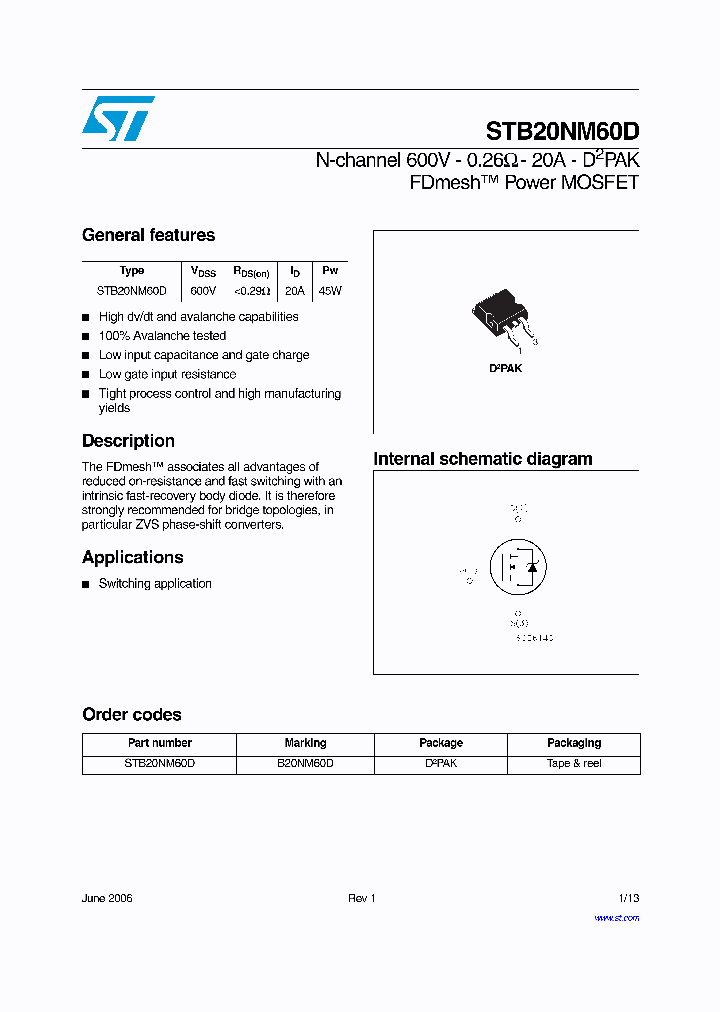 STB20NM60D_4185549.PDF Datasheet Download --- IC-ON-LINE