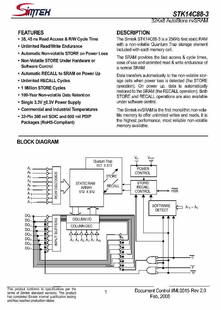 STK14C88-308_4490085.PDF Datasheet Download --- IC-ON-LINE