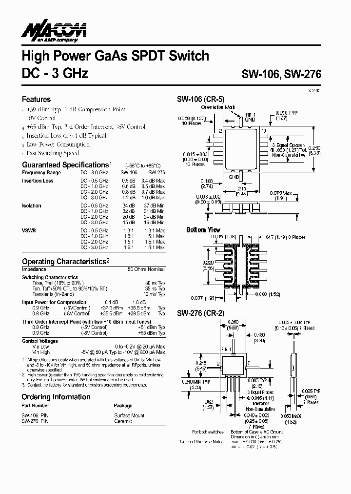 Spdt Switch Datasheet