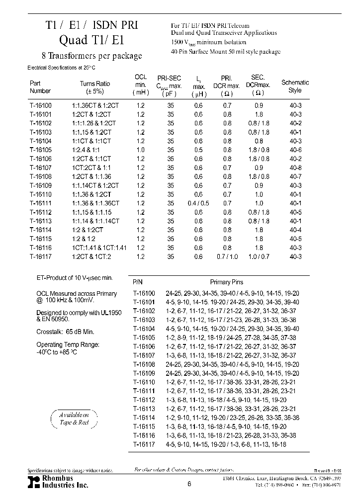 T-16100_4819512.PDF Datasheet Download --- IC-ON-LINE
