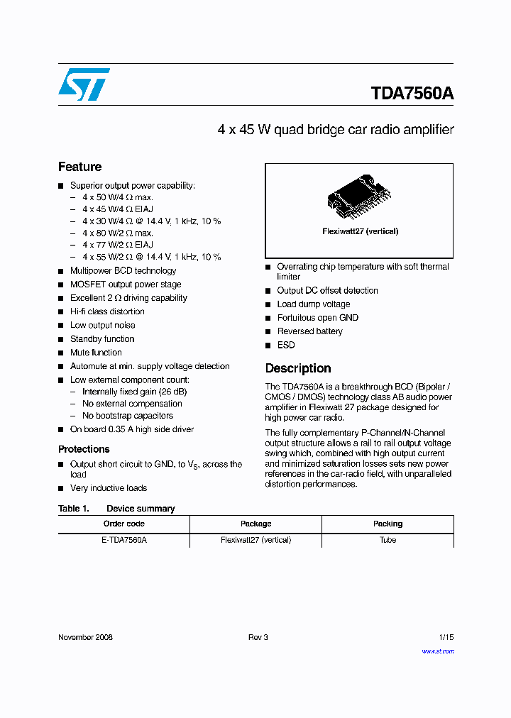 TDA7560A_4749108.PDF Datasheet Download --- IC-ON-LINE