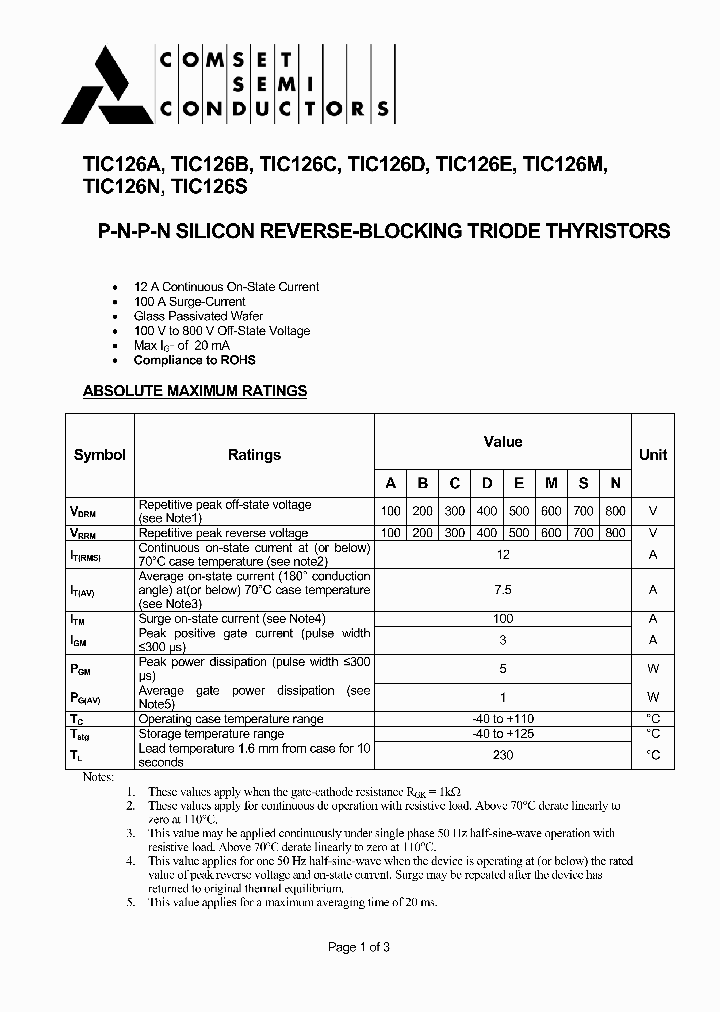 TIC126A_4700549.PDF Datasheet Download --- IC-ON-LINE