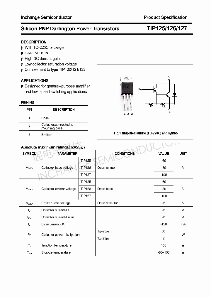 Tip127 Datasheet Componentcart