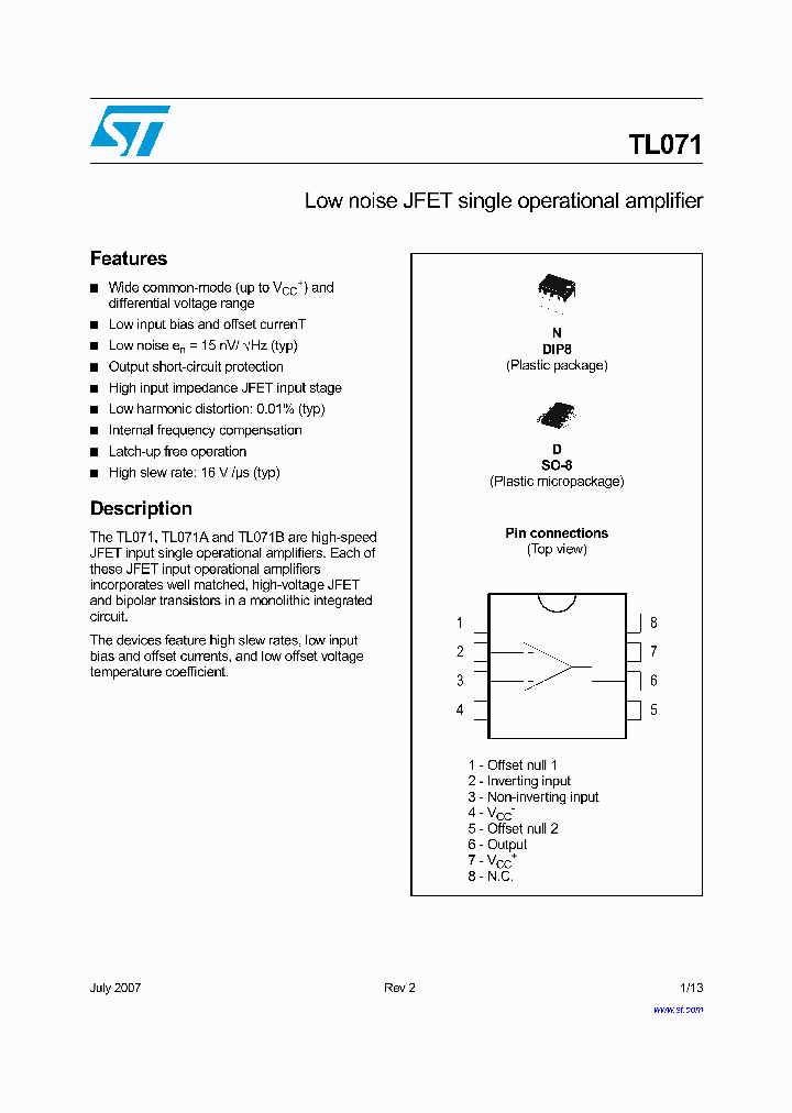 TL07107_4544846.PDF Datasheet Download --- IC-ON-LINE