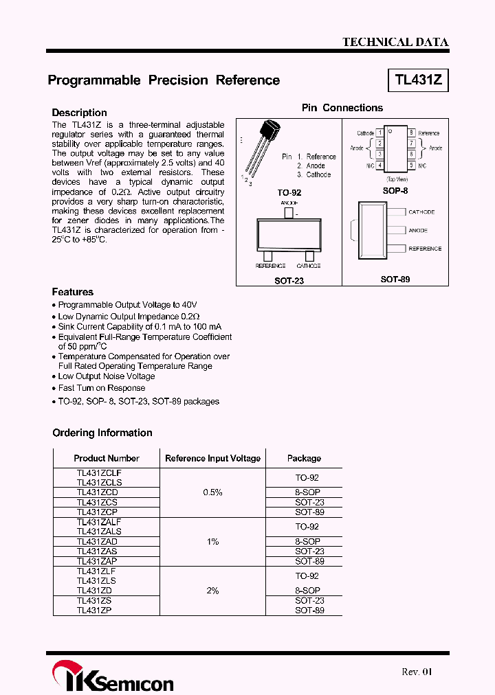 TL431Z_4587581.PDF Datasheet Download --- IC-ON-LINE