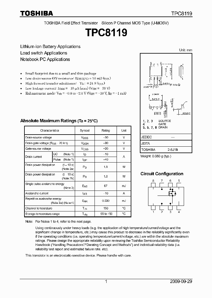 TPC8119_4599188.PDF Datasheet Download --- IC-ON-LINE