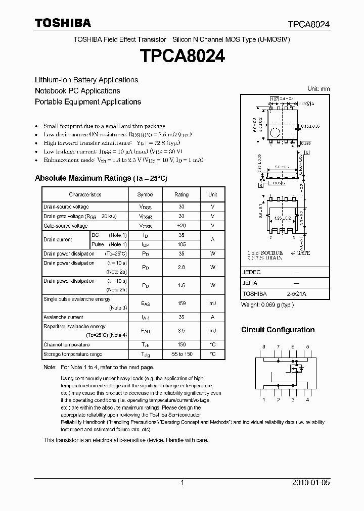 TPCA8024_4556143.PDF Datasheet Download --- IC-ON-LINE