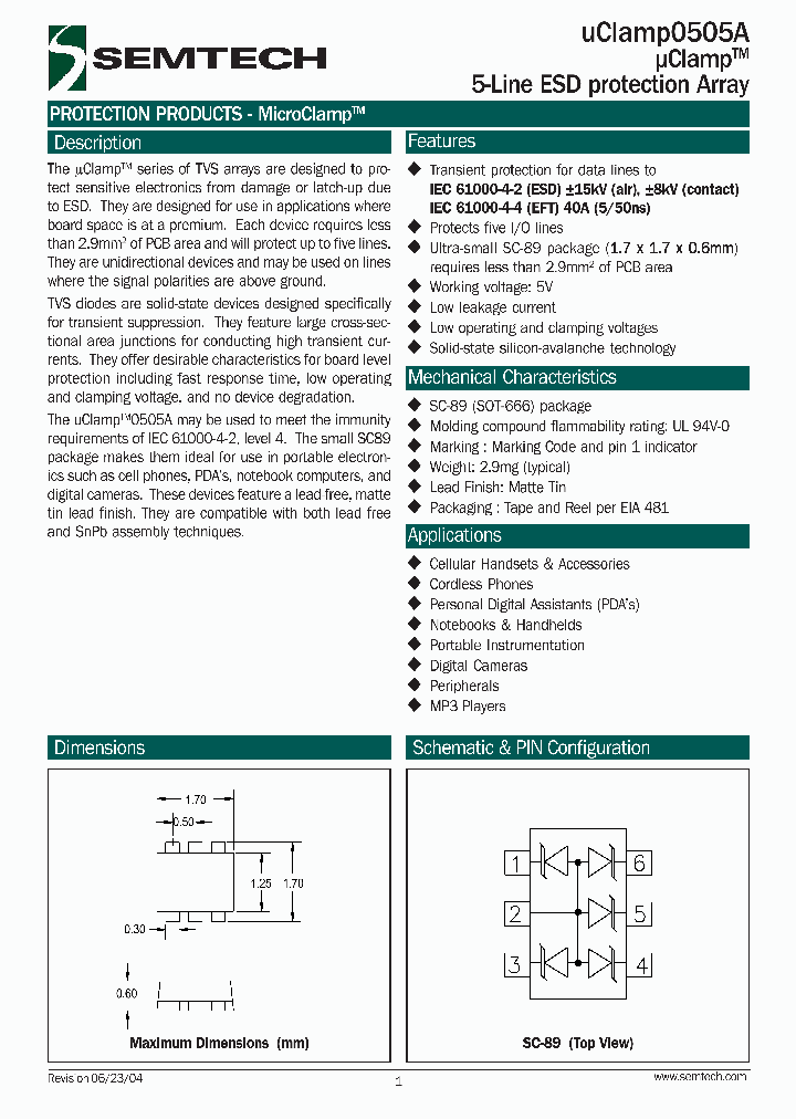 UCLAMP0505ATCT_4376810.PDF Datasheet Download --- IC-ON-LINE