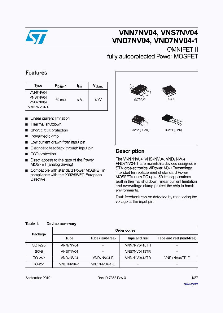 VND7NV04TR-E_4913943.PDF Datasheet Download --- IC-ON-LINE