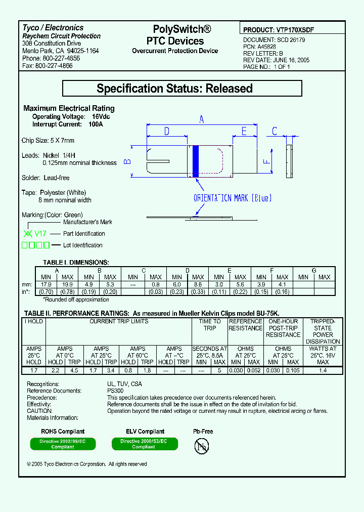 VTP170XSDF_4757736.PDF Datasheet Download --- IC-ON-LINE