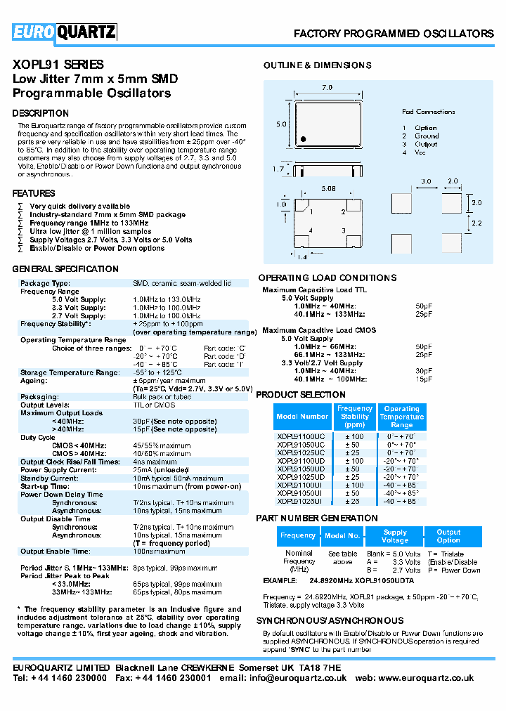 XOPL91050UC_4276708.PDF Datasheet Download --- IC-ON-LINE