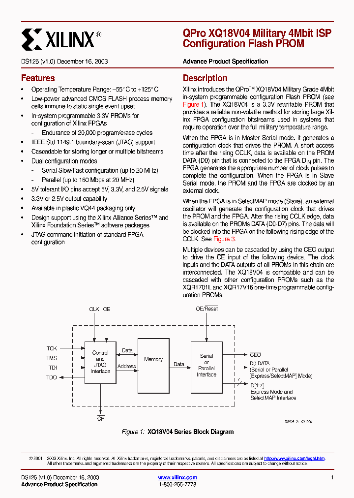 XQV600_4374678.PDF Datasheet Download --- IC-ON-LINE