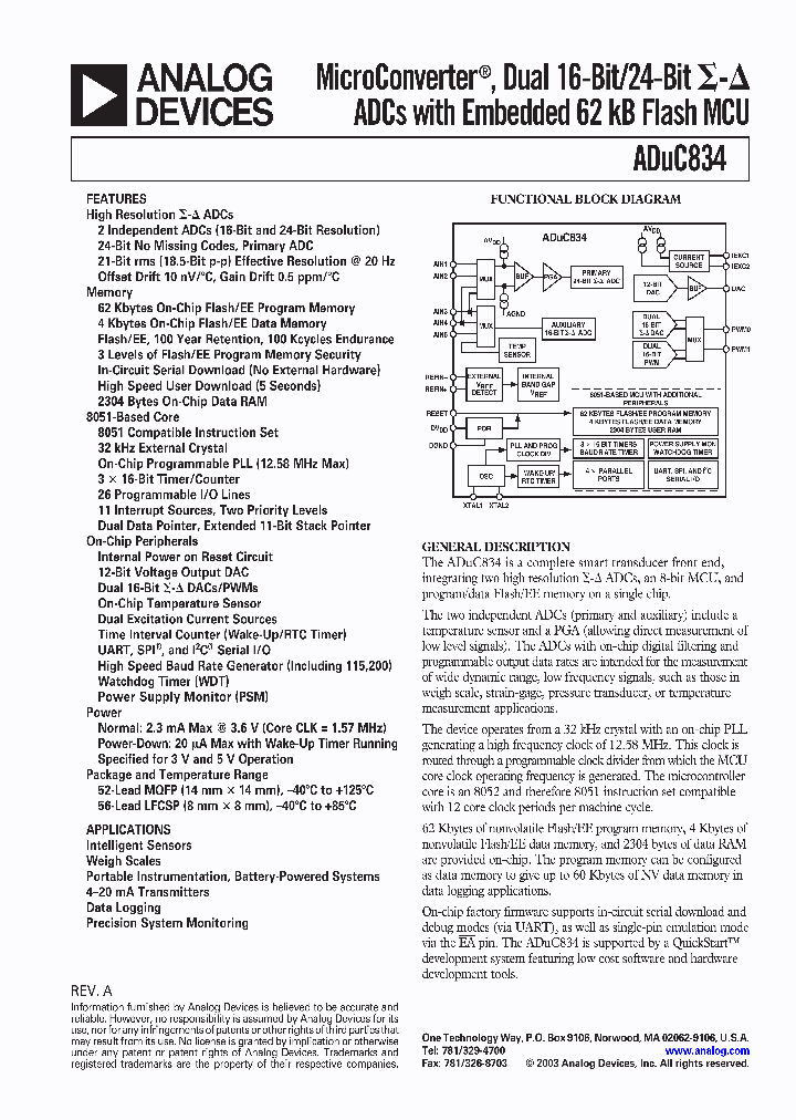 ADUC834_974034.PDF Datasheet Download --- IC-ON-LINE