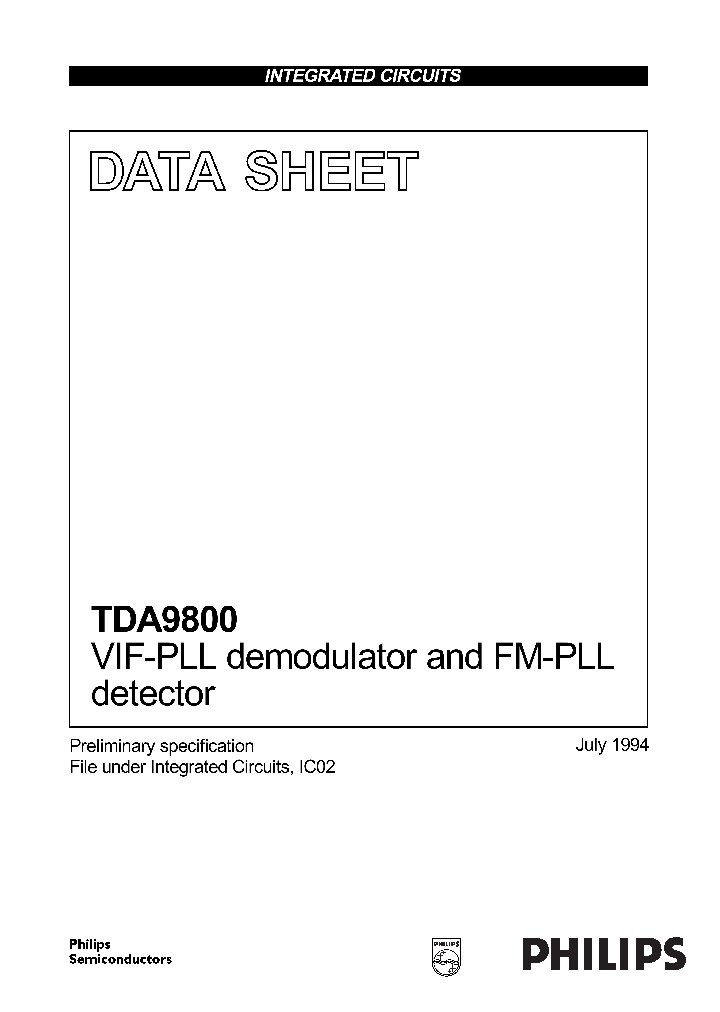 TDA9800_1005295.PDF Datasheet Download --- IC-ON-LINE