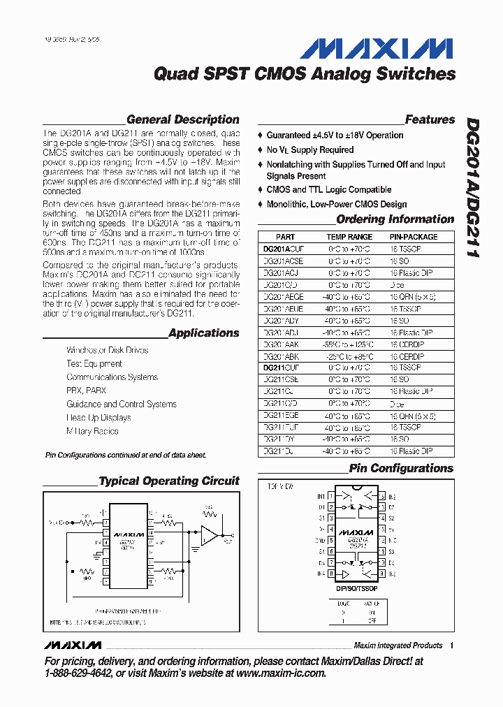 DG201AEUE_4934387.PDF Datasheet Download --- IC-ON-LINE