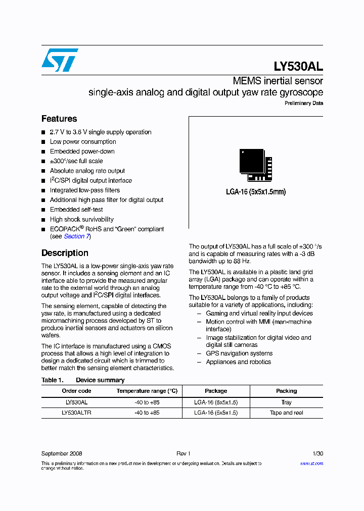 LY530AL_4934442.PDF Datasheet Download --- IC-ON-LINE