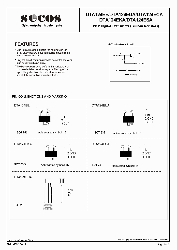 DTA124ECA_4934744.PDF Datasheet Download --- IC-ON-LINE