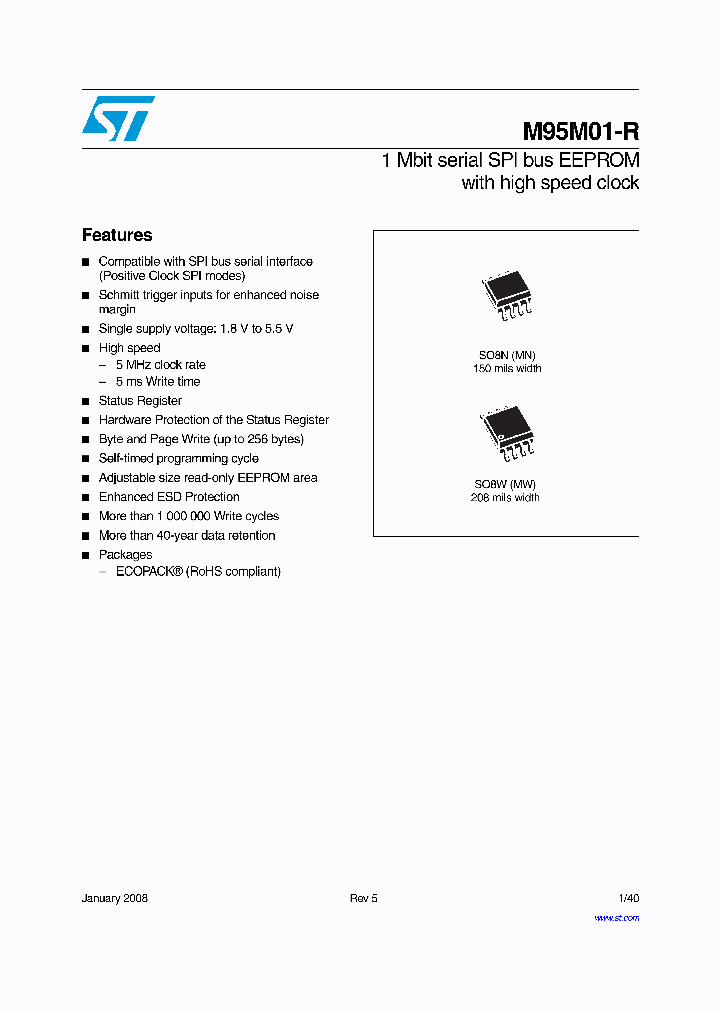 M95M01-R08_4935422.PDF Datasheet Download --- IC-ON-LINE