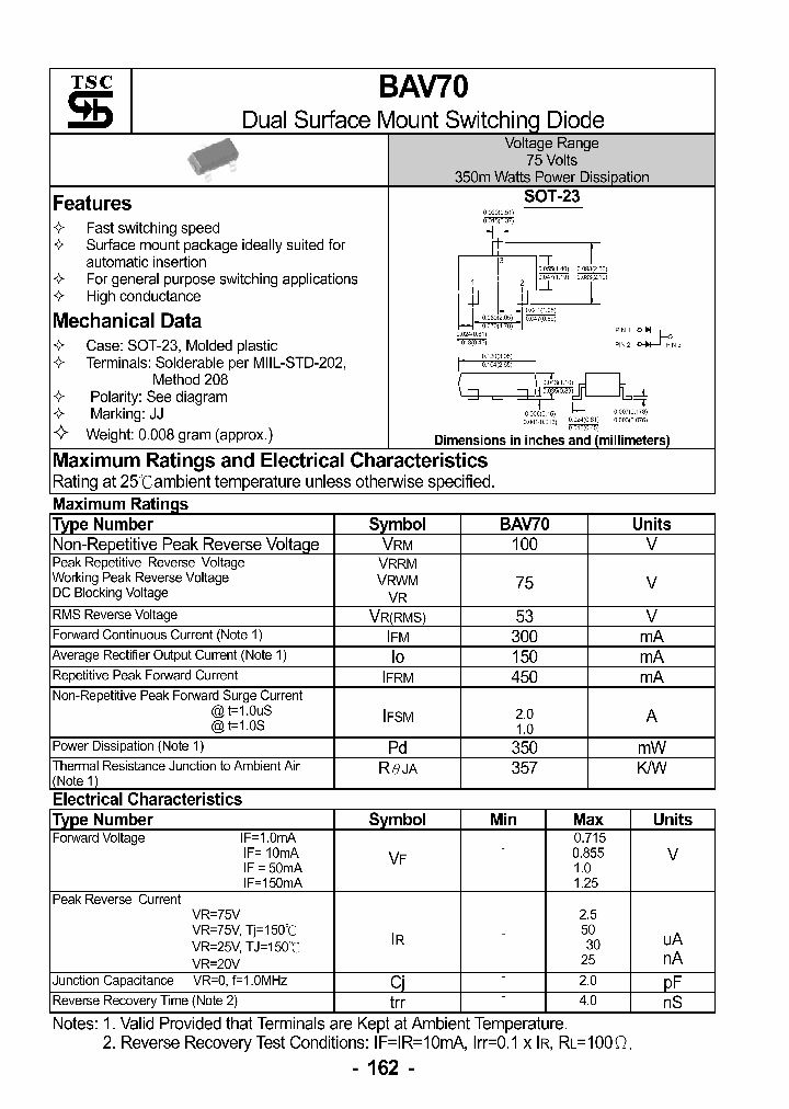 BAV70_4946092.PDF Datasheet Download --- IC-ON-LINE