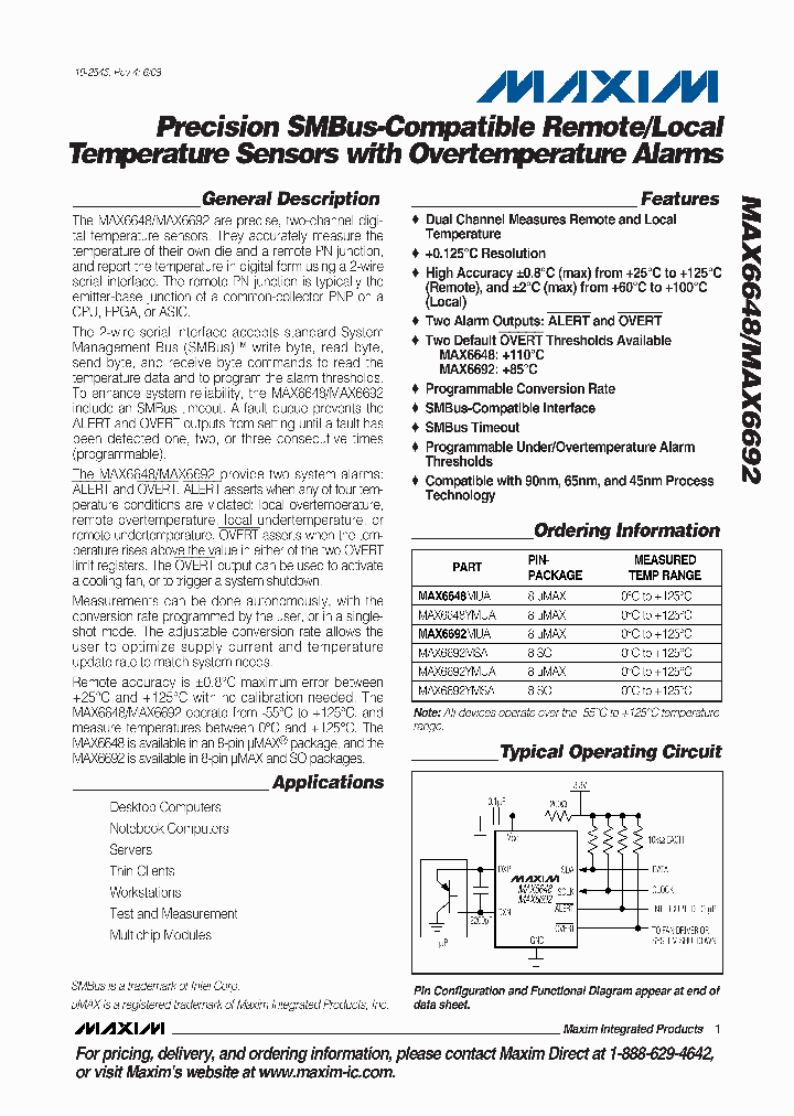 MAX6692MSA_4952767.PDF Datasheet Download --- IC-ON-LINE
