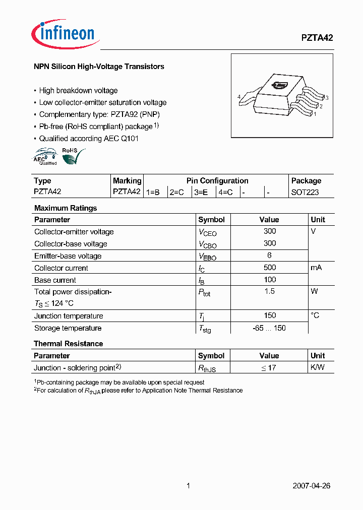 PZTA42_4966213.PDF Datasheet Download --- IC-ON-LINE