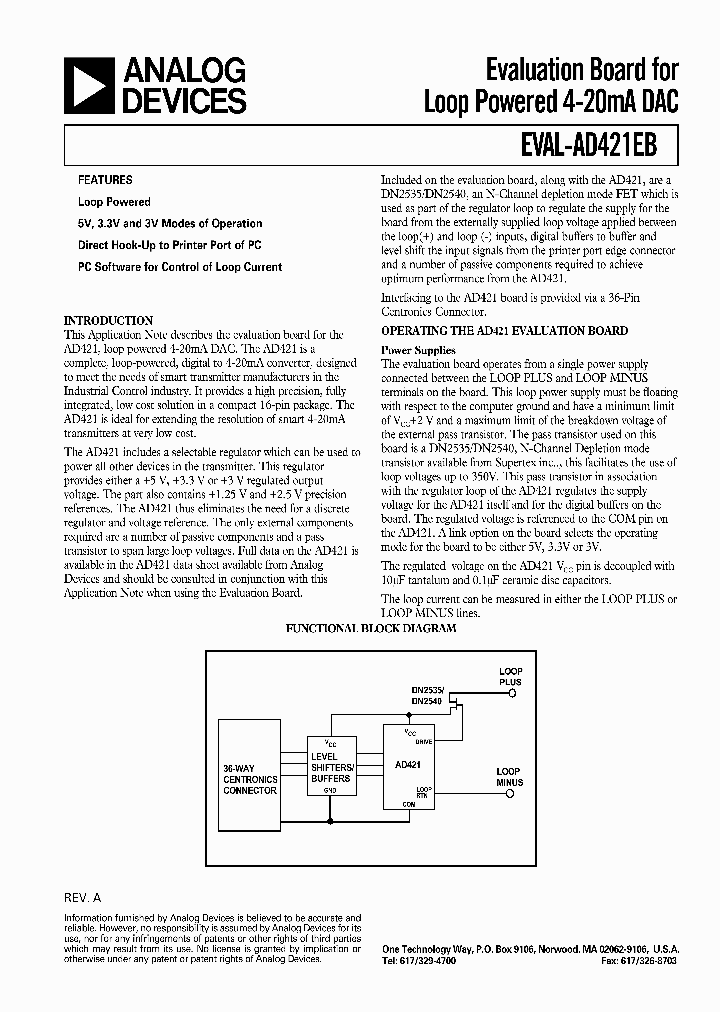 EVAL-AD421EB_4969973.PDF Datasheet Download --- IC-ON-LINE