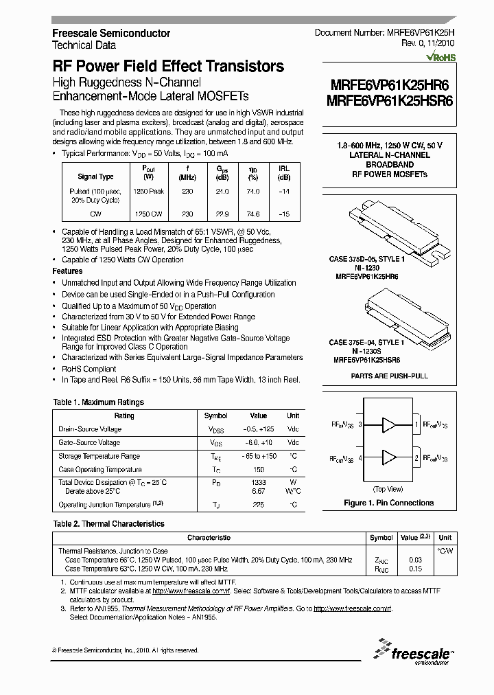MRFE6VP61K25HR6_4980234.PDF Datasheet Download --- IC-ON-LINE