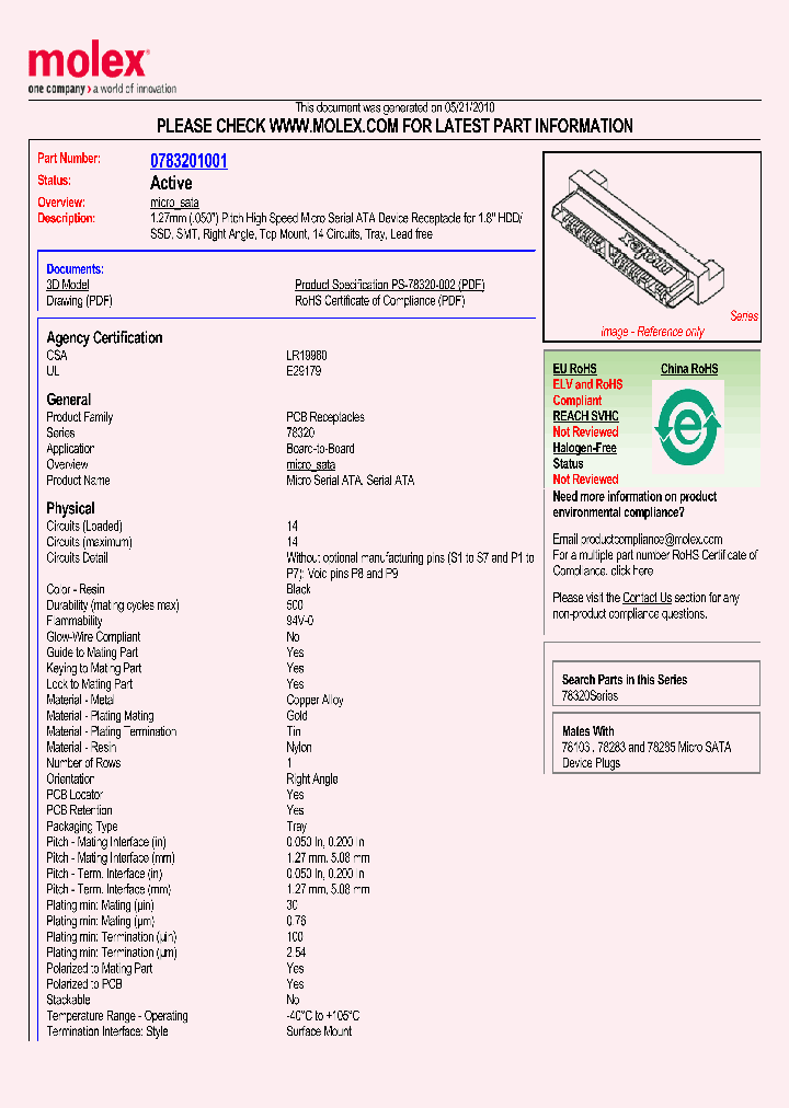 78320-1001_4980769.PDF Datasheet Download --- IC-ON-LINE