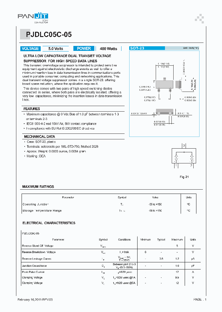 Pjdlc05c 05 4980870 Pdf Datasheet Download Ic On Line
