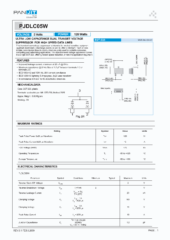 PJDLC05W_4980871.PDF Datasheet Download --- IC-ON-LINE