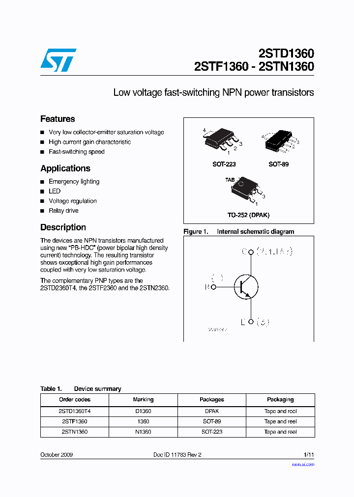 2STD1360_4988024.PDF Datasheet Download --- IC-ON-LINE