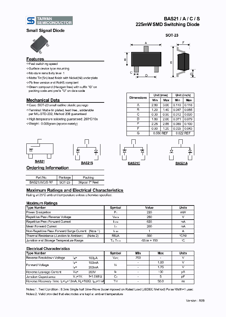 BAS21_4999405.PDF Datasheet Download --- IC-ON-LINE