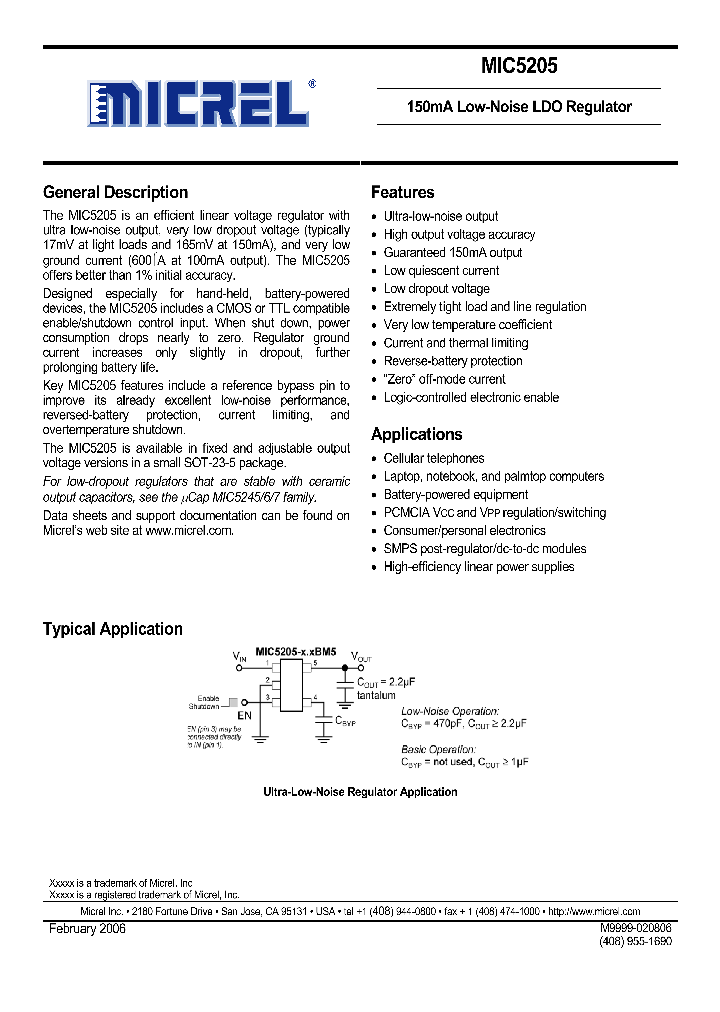 MIC5205-30YM5_5002541.PDF Datasheet Download --- IC-ON-LINE