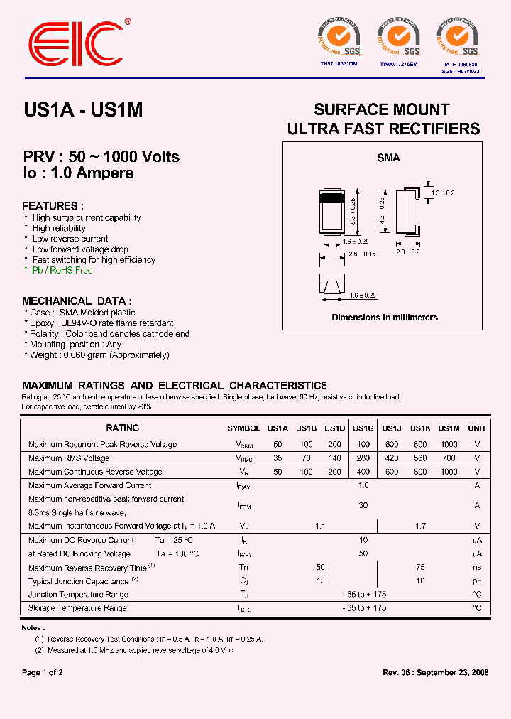 US1D_5004394.PDF Datasheet Download --- IC-ON-LINE