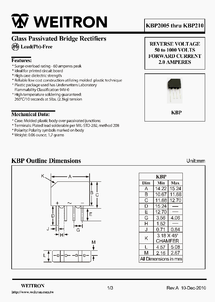 KBP2005_5011293.PDF Datasheet Download --- IC-ON-LINE