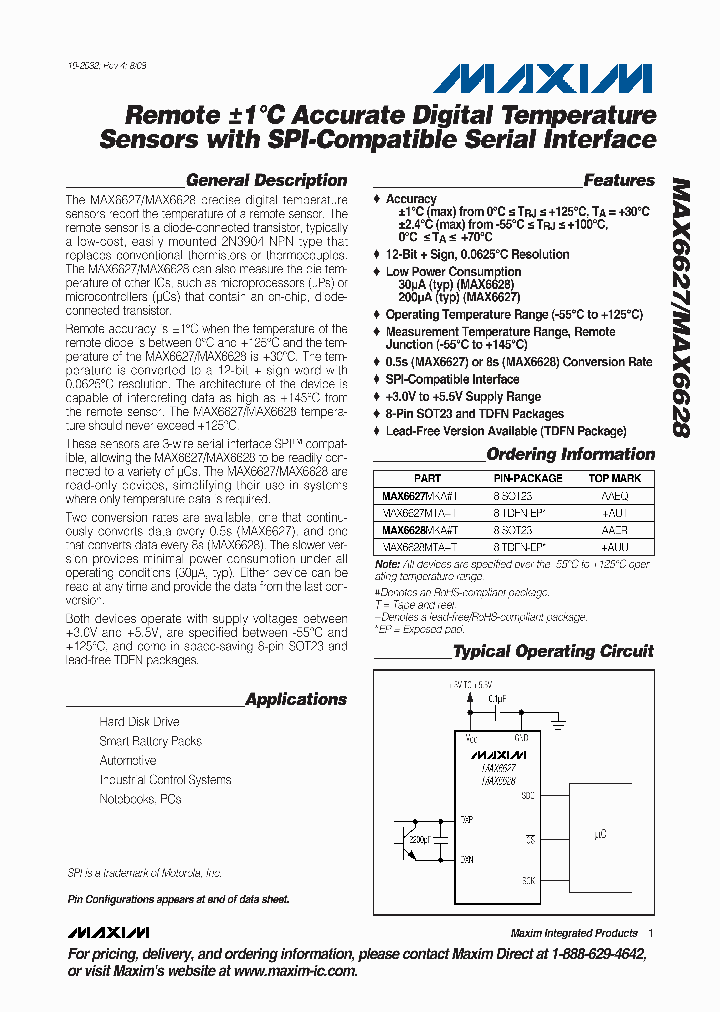MAX6627_5015802.PDF Datasheet Download --- IC-ON-LINE