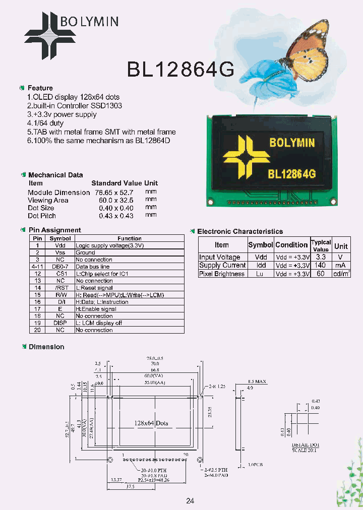 BL12864G_5024570.PDF Datasheet Download --- IC-ON-LINE