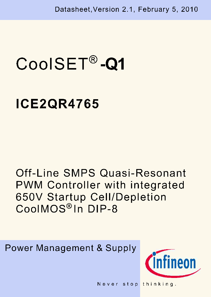 ICE2QR4765_5038758.PDF Datasheet Download --- IC-ON-LINE