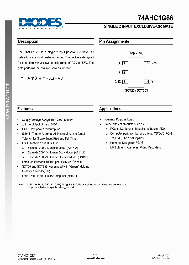 74AHC1G8611_5053417.PDF Datasheet Download --- IC-ON-LINE