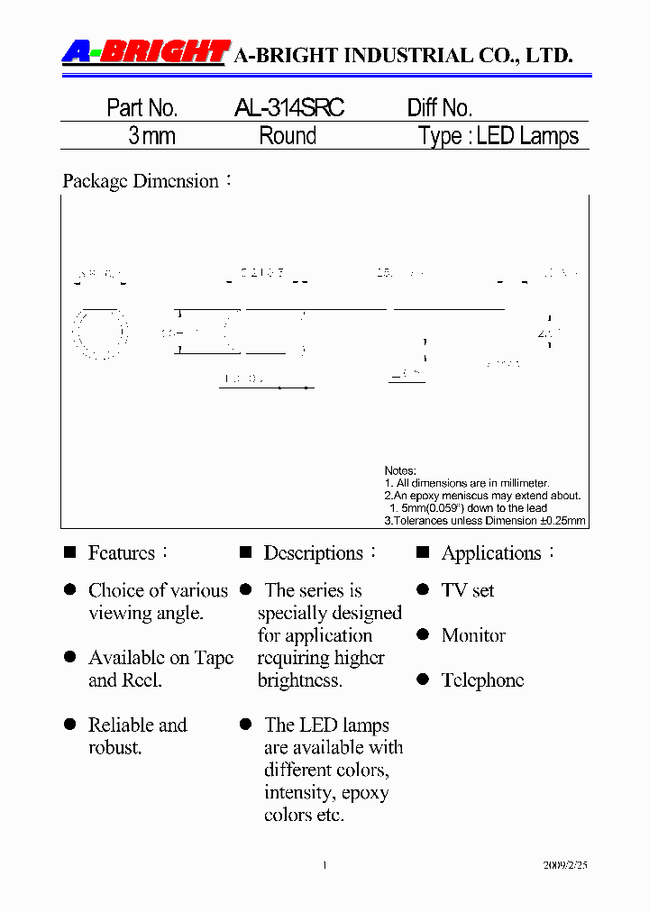 AL-314SRC09_5063154.PDF Datasheet Download --- IC-ON-LINE