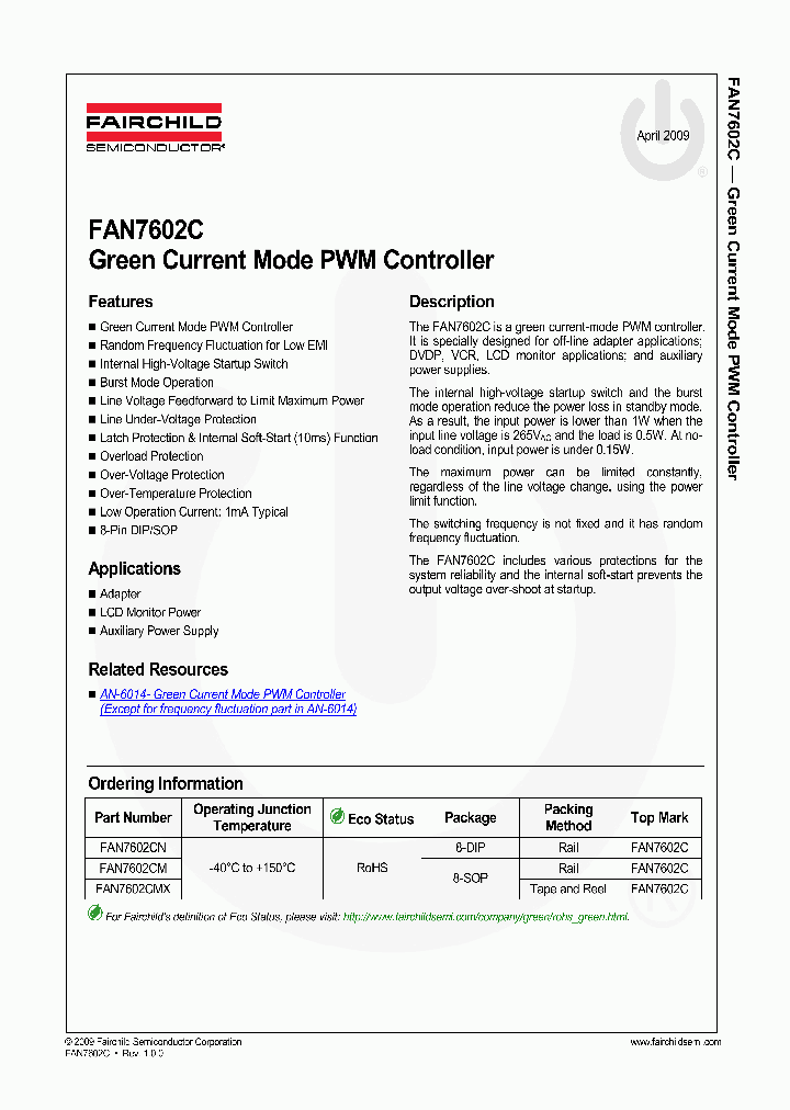 FAN7602C_5064364.PDF Datasheet Download --- IC-ON-LINE