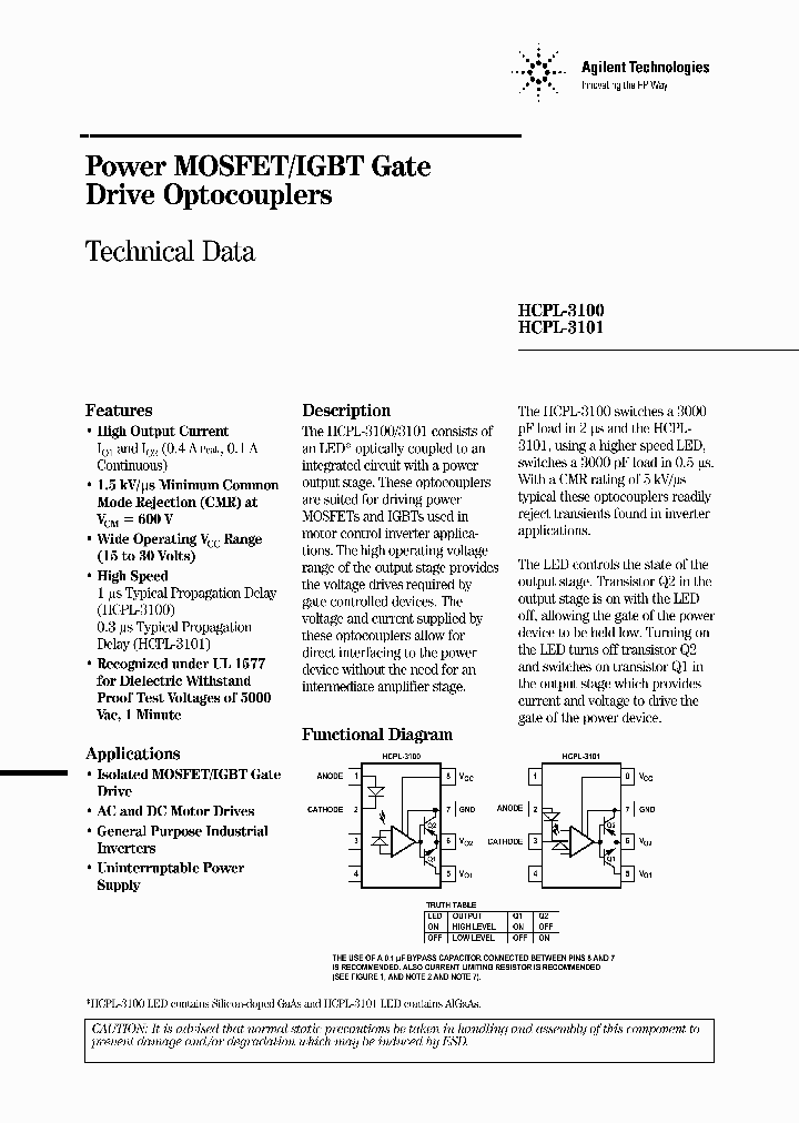 HCPL-3101_28321.PDF Datasheet Download --- IC-ON-LINE