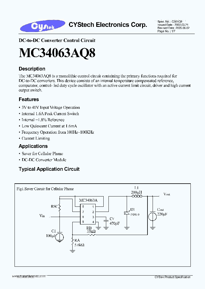 MC34063AQ8_38973.PDF Datasheet Download --- IC-ON-LINE