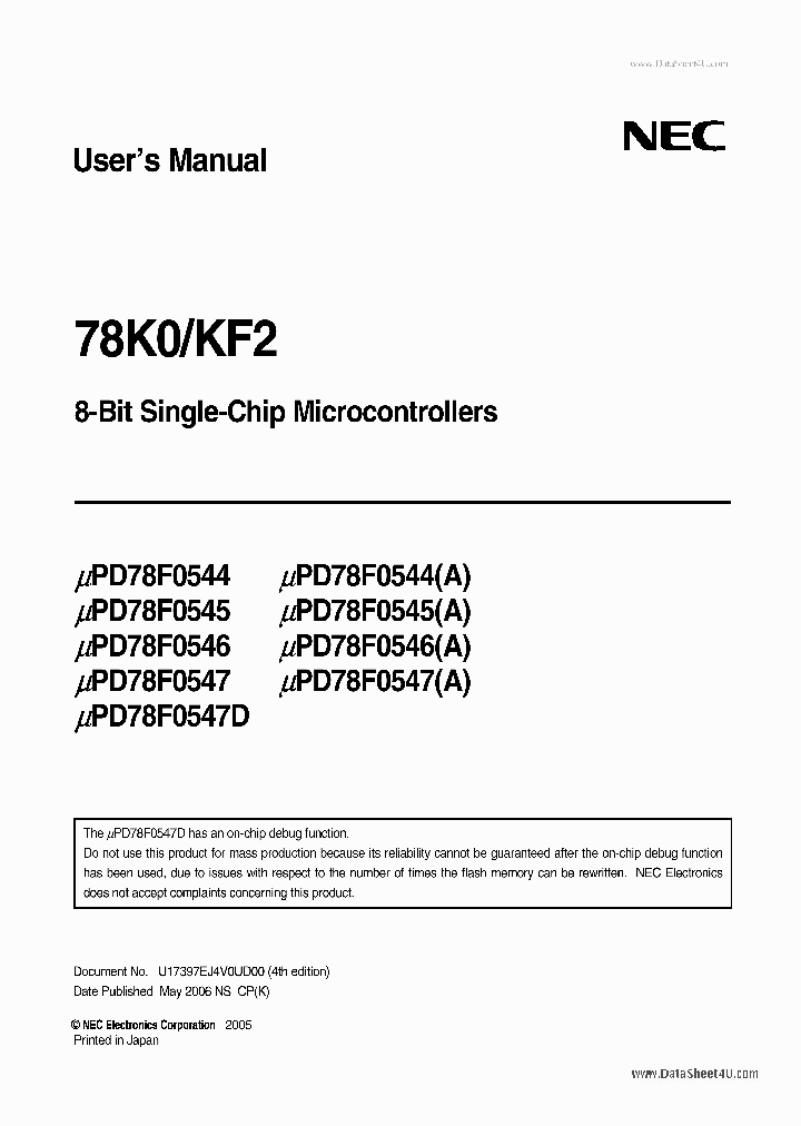 UPD78F0544_40974.PDF Datasheet Download --- IC-ON-LINE