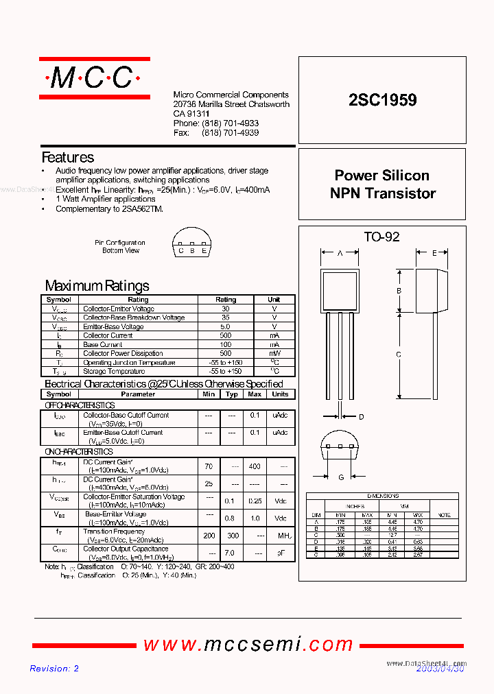 C1959_71072.PDF Datasheet Download --- IC-ON-LINE