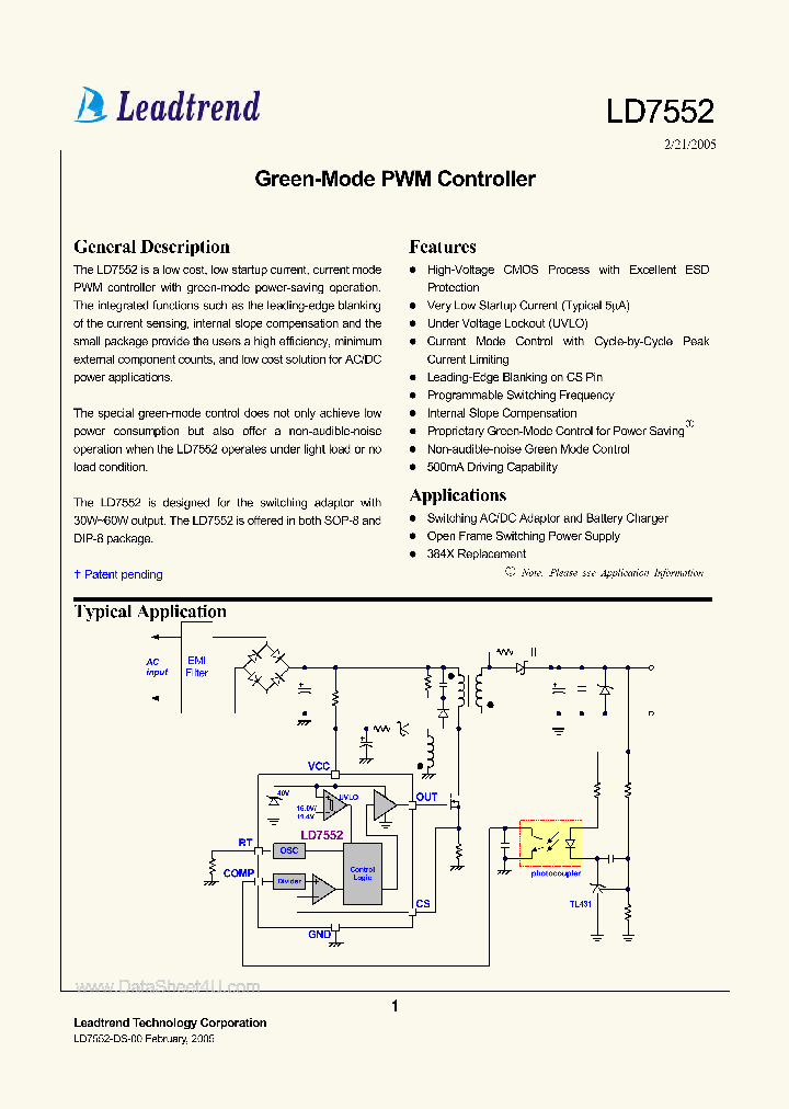 LD7552_43289.PDF Datasheet Download --- IC-ON-LINE