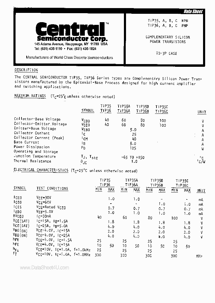 TIP36_44010.PDF Datasheet Download --- IC-ON-LINE