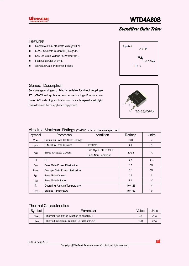 WTD4A60S_82851.PDF Datasheet Download --- IC-ON-LINE